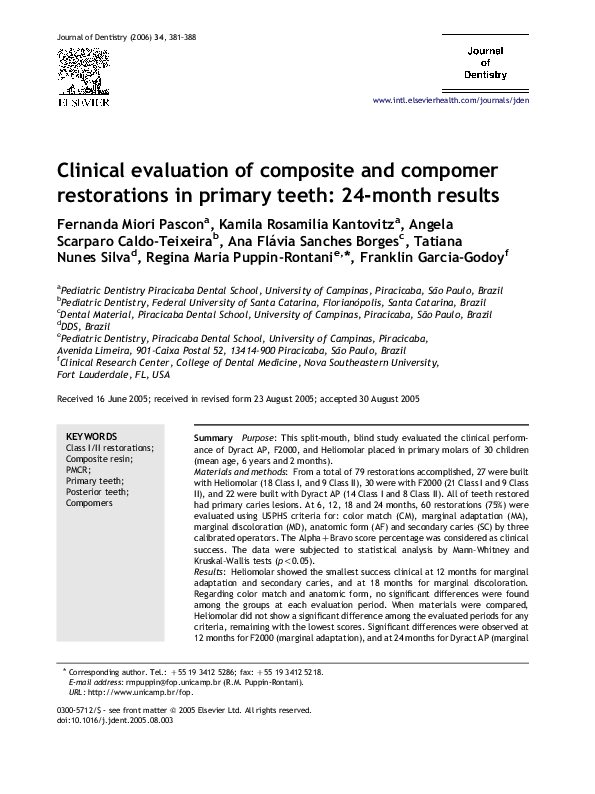 (PDF) Clinical evaluation of composite and compomer restorations in ...