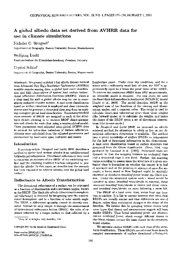 (PDF) A global albedo data set derived from AVHRR data for use in ...