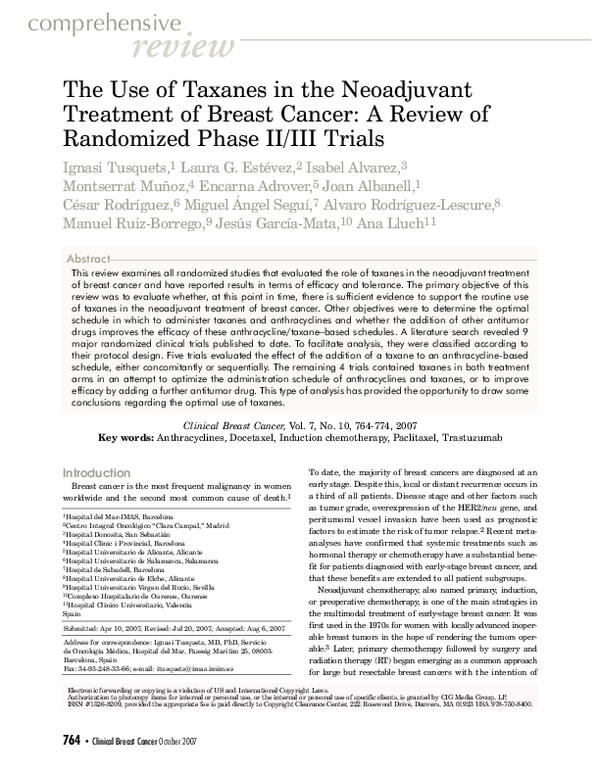 (PDF) Adjuvant Taxanes in Breast Cancer: A Critical Re-appraisal ...