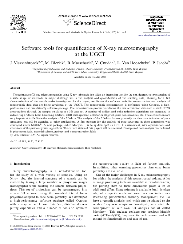 (PDF) Software tools for quantification of X-ray microtomography at the ...