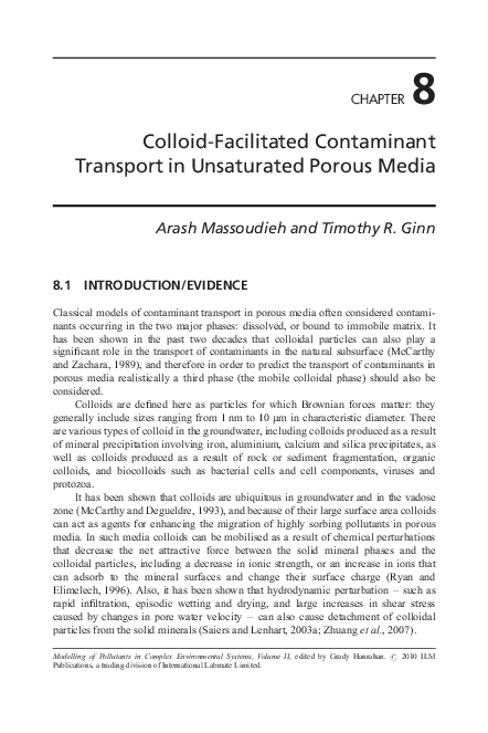 (PDF) Colloid-Facilitated Contaminant Transport in Unsaturated Porous Media