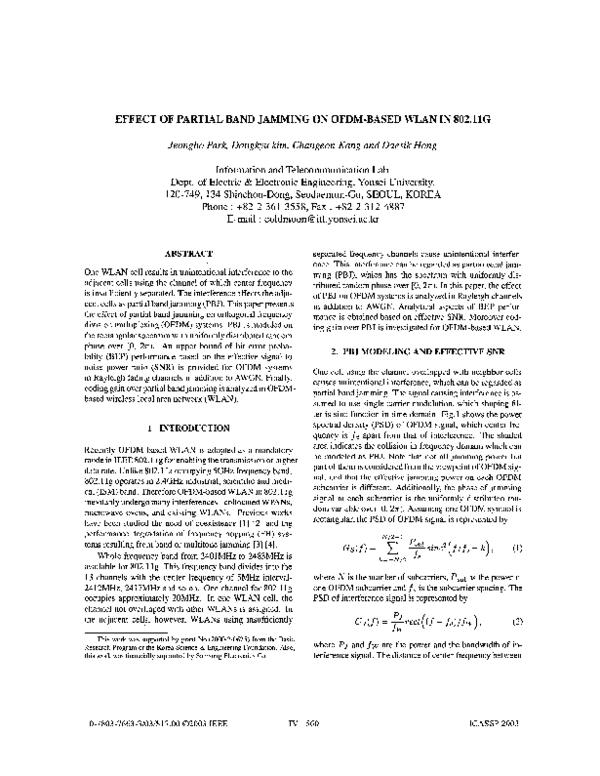 (PDF) Effect of partial band jamming on OFDM-based WLAN in 802.11g