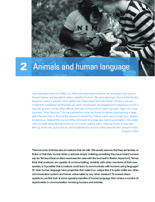 (PDF) 2 Animals and human language