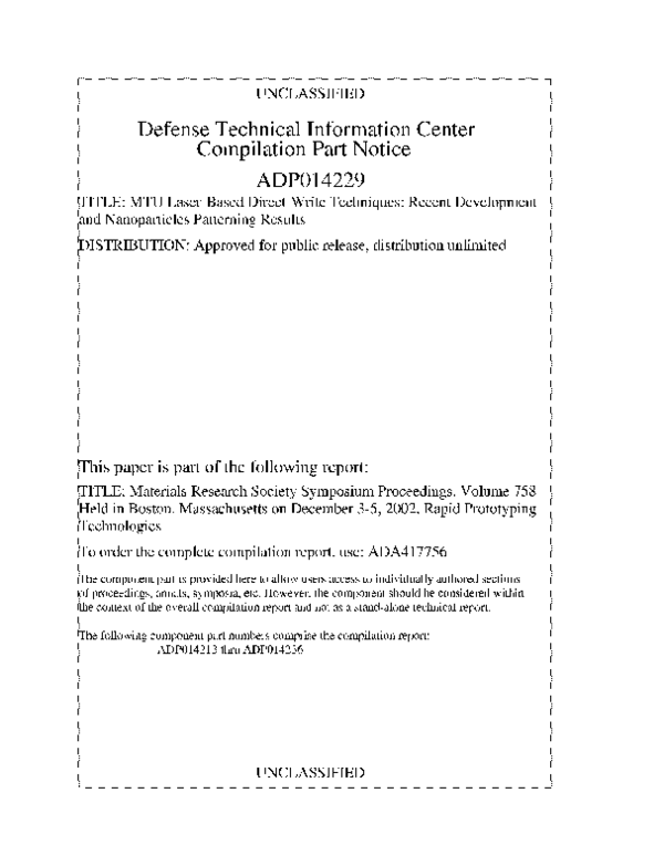 (PDF) MTU Laser-Based Direct-Write Techniques: Recent Development and ...