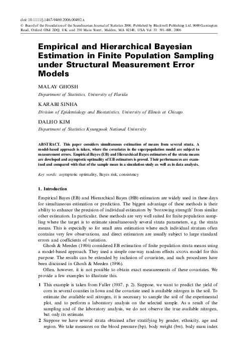 Pdf Empirical And Hierarchical Bayesian Estimation In Finite
