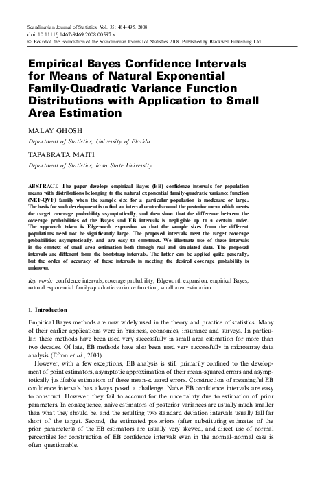 (PDF) Empirical Bayes Confidence Intervals for Means of Natural Exponential Family-Quadratic ...