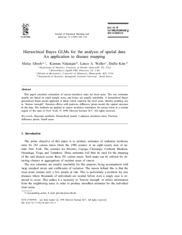 (PDF) Hierarchical Bayes GLMs for the analysis of spatial data: An ... (PDF) Hierarchical Bayes GLMs for the analysis of spatial data: An ...