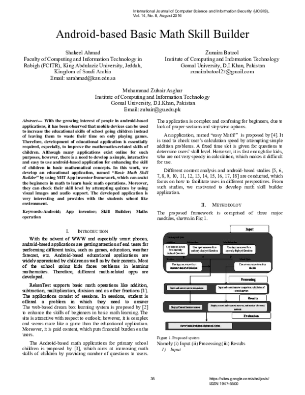 (PDF) Android-based Basic Math Skill Builder