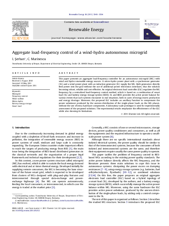 (PDF) Aggregate load-frequency control of a wind-hydro autonomous microgrid