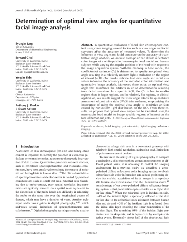 (PDF) Determination of optimal view angles for quantitative facial ...