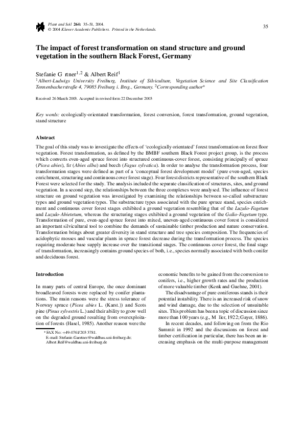 (PDF) The impact of forest transformation on stand structure and ground ...