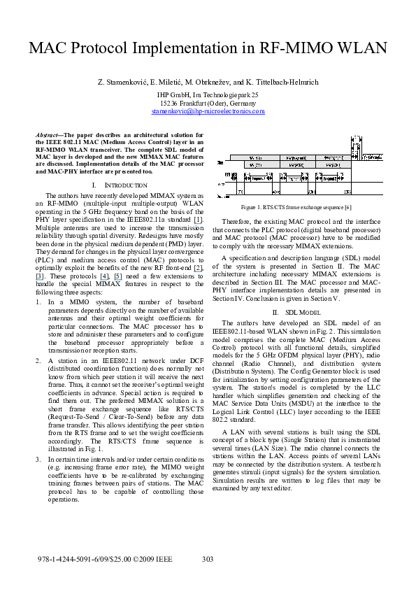(PDF) MAC protocol implementation in RF-MIMO WLAN