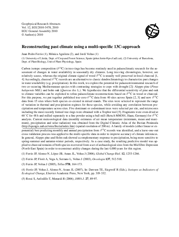 (PDF) Reconstructing past climate using a multi-specific 13C-approach