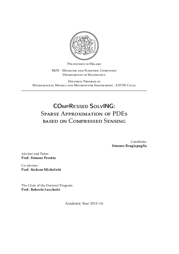 (PDF) COmpRessed SolvING: Sparse Approximation of PDEs based on Compressed Sensing