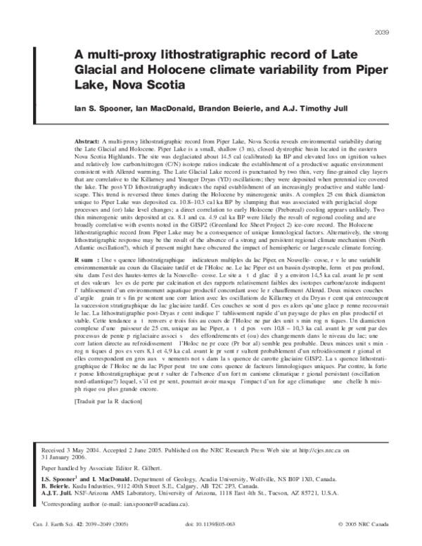 (PDF) A review of multi-proxy data for the younger dryas in Atlantic ...