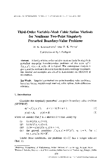 (PDF) Third-order variable-mesh cubic spline methods for nonlinear two-point singularly ...