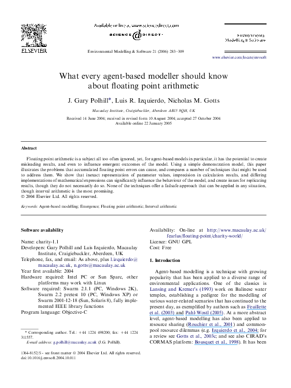 (PDF) What every agent-based modeller should know about floating point arithmetic