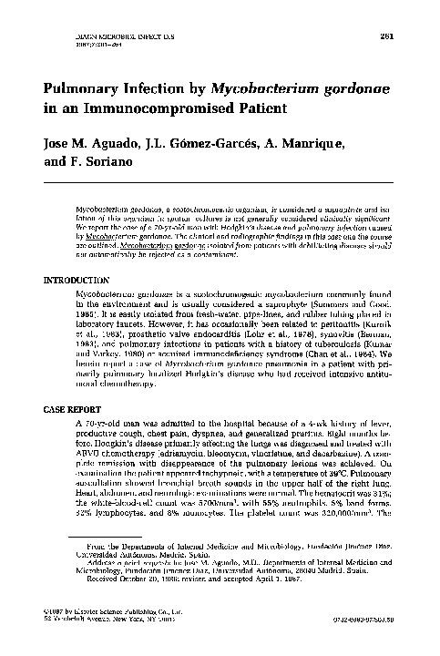 (PDF) Pulmonary infection by Mycobacterium gordonae in an ...