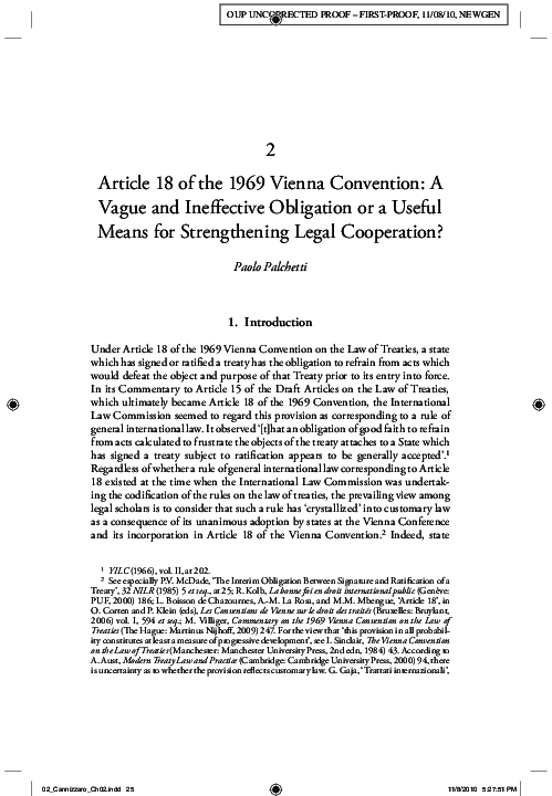 (PDF) Article 18 of the 1969 Vienna Convention: a vague and ineffective ...