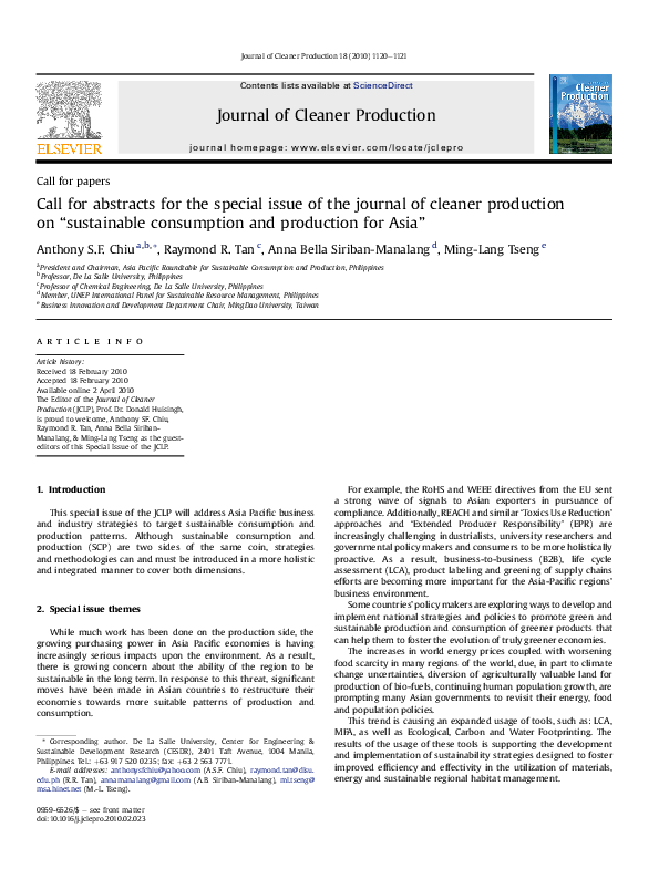 (PDF) Call for abstracts for the special issue of the journal of ...