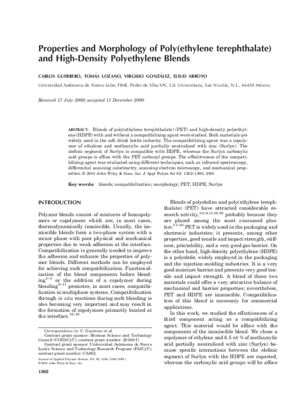 (PDF) Properties and morphology of poly(ethylene terephthalate) and ...