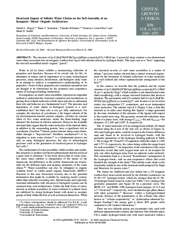 (PDF) Structural Impact of Infinite Water Chains on the Self-Assembly ...
