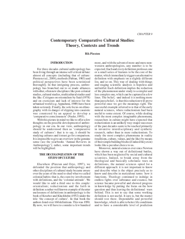 (PDF) Contemporary Comparative Cultural Studies: Theory, Contexts and ...