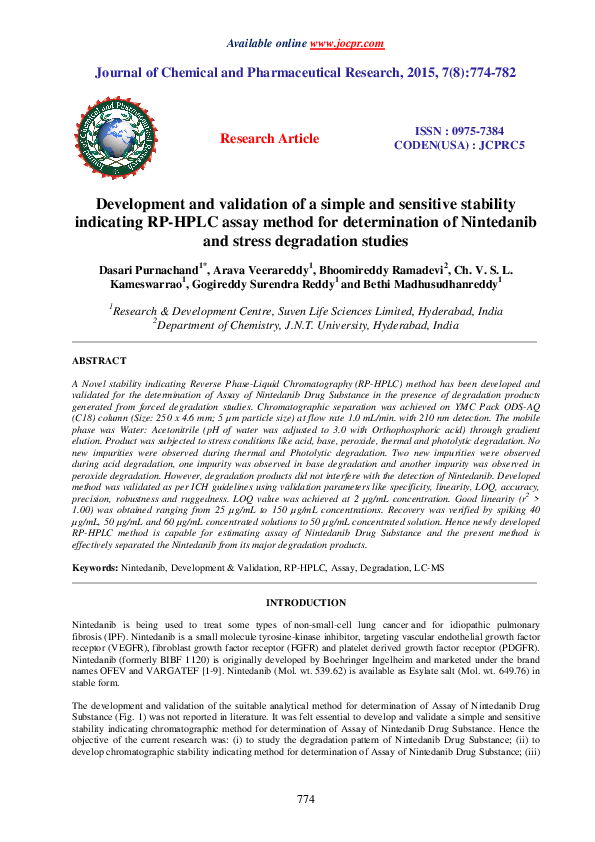Pdf Development And Validation Of A Simple And Sensitive Method For Quantification Of Levodopa