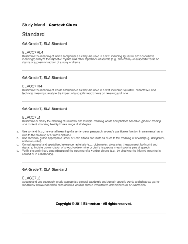 (PDF) Study Island -Context Clues | vanessa jean amorsolo - Academia.edu