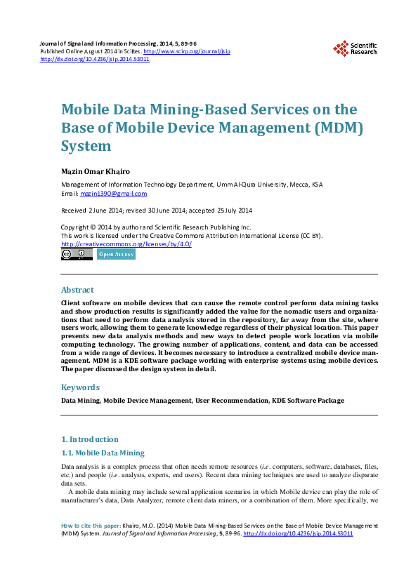Pdf Mobile Data Mining Based Services On The Base Of Mobile Device