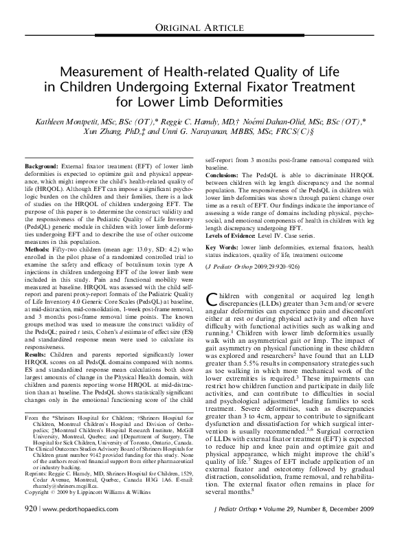 (PDF) Measurement of Health-Related Quality of Life in Survivors of ...