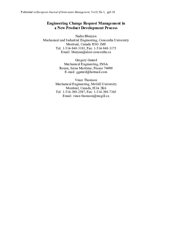 (PDF) Engineering change request management in a new product ...