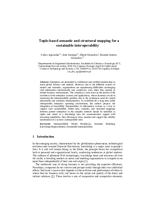 (PDF) Tuple-Based Semantic and Structural Mapping for a Sustainable Interoperability
