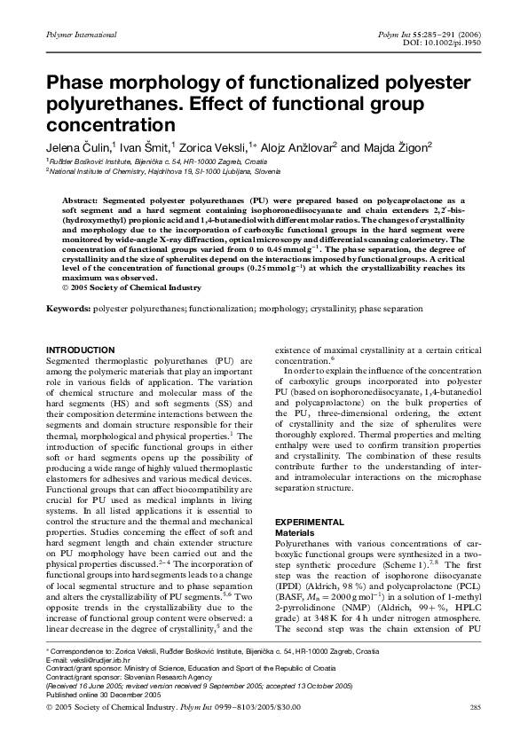 (PDF) Phase morphology of functionalized polyester polyurethanes ...