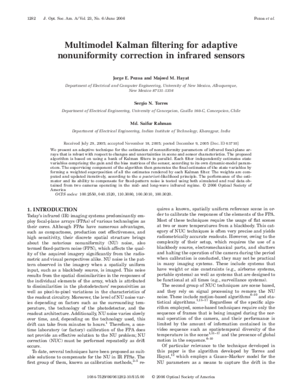 Pdf Multimodel Kalman Filtering For Adaptive Nonuniformity Correction In Infrared Sensors