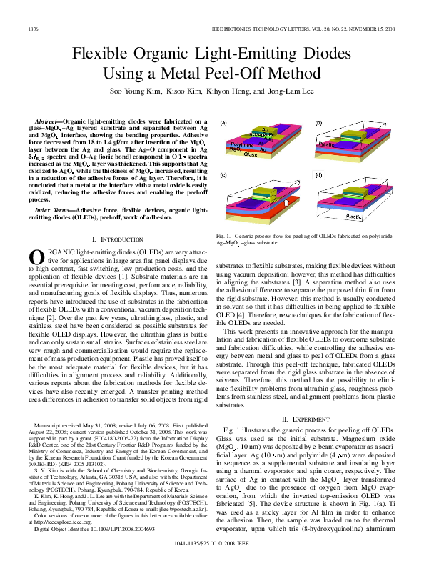 (PDF) Flexible Organic Light-Emitting Diodes Using a Metal Peel-Off Method