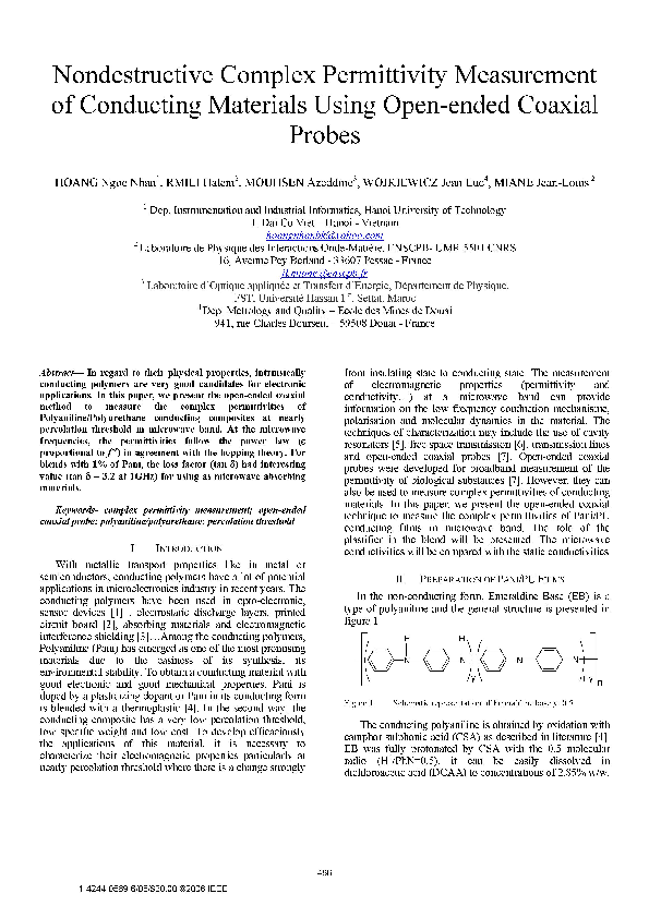 (PDF) Nondestructive Complex Permittivity Measurement of Conducting Materials Using Open-ended ...