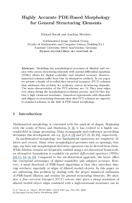(PDF) Highly Accurate PDE-Based Morphology for General Structuring Elements