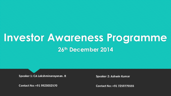 (PDF) Investor Awareness Programme | prashant bhagat - Academia.edu