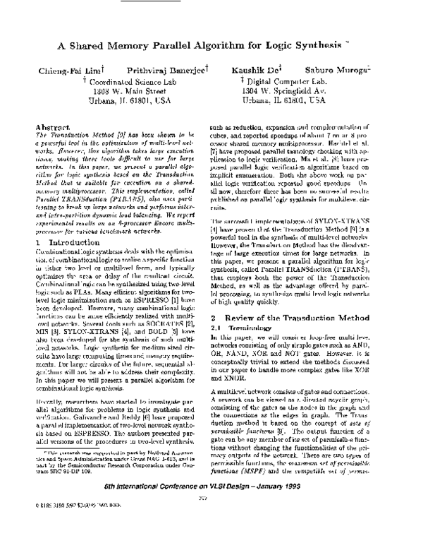 Pdf A Shared Memory Parallel Algorithm For Logic Synthesis