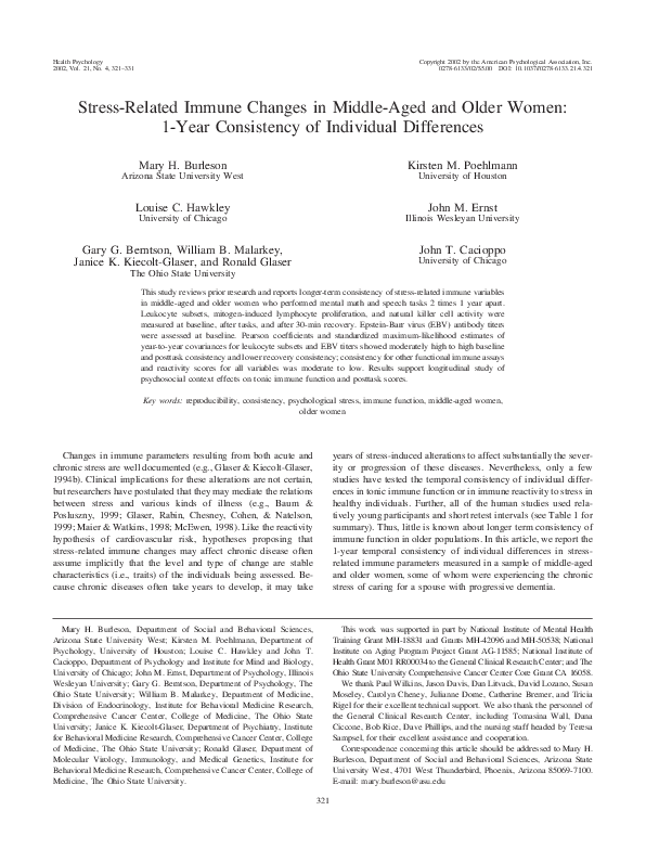 (PDF) Stress-Related Immune Changes in Middle-Aged and Older Women ...