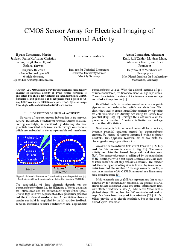 (PDF) CMOS sensor array for electrical imaging of neuronal activity