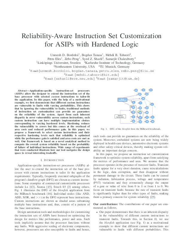 (PDF) Reliability-Aware Instruction Set Customization for ASIPs with Hardened Logic
