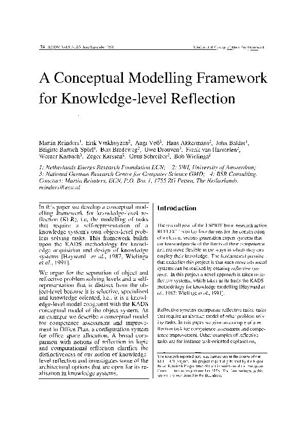 (PDF) A Conceptual Modelling Framework for Knowledge-level Reflection