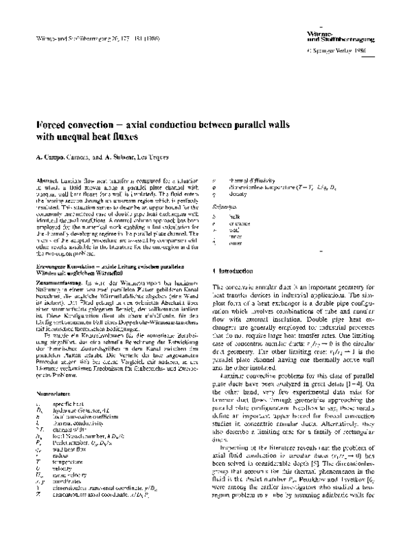 (PDF) Forced convection — axial conduction between parallel walls with ...