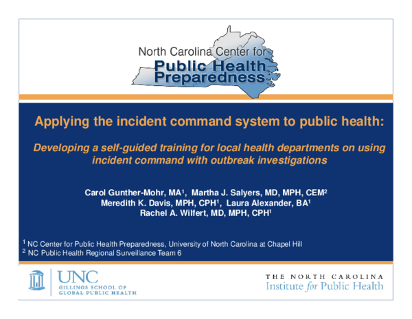 (PDF) Applying the incident command system to public health: Developing ... (PDF) Applying the incident command system to public health: Developing ...