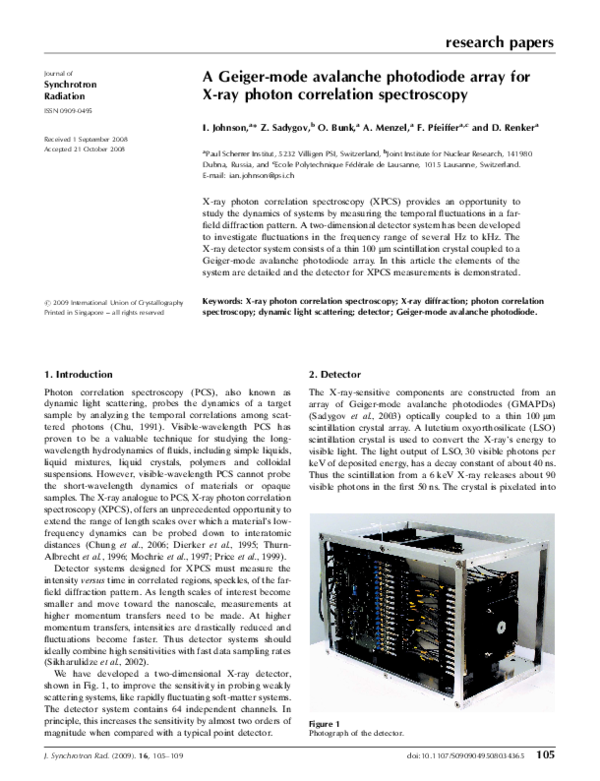 (PDF) A Geiger-mode avalanche photodiode array for X-ray photon ...