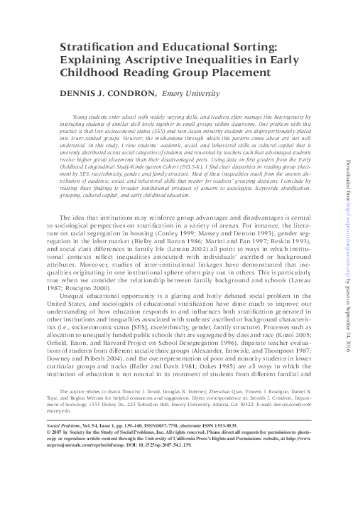 (PDF) Stratification and Educational Sorting: Explaining Ascriptive ...