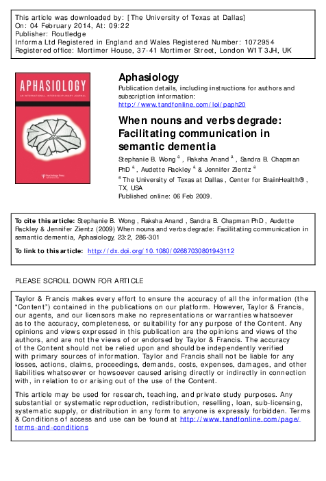 (PDF) When nouns and verbs degrade: Facilitating communication in ...