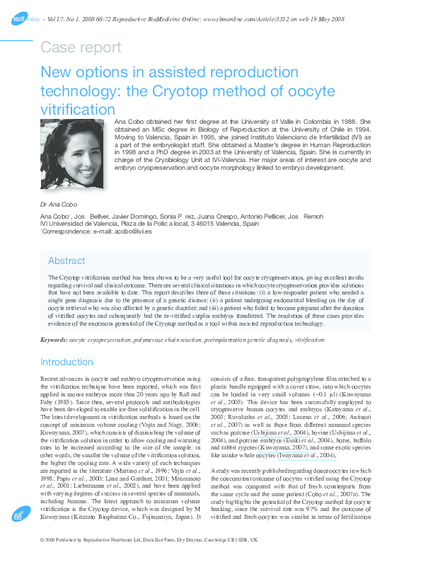 (PDF) New options in assisted reproduction technology: the Cryotop ...